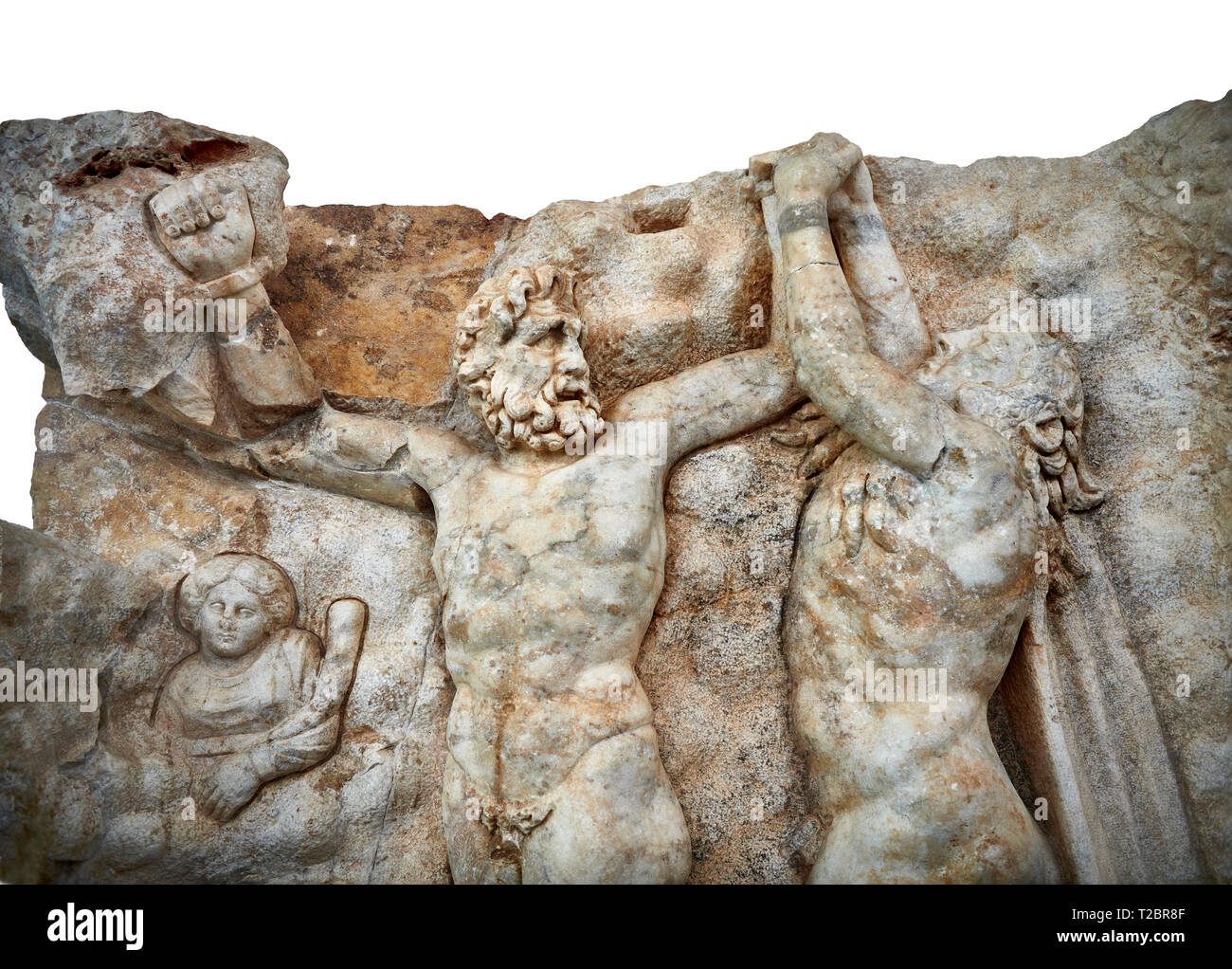 Close up of a Roman Sebastian relief sculpture of Zeus and Prometheus ...