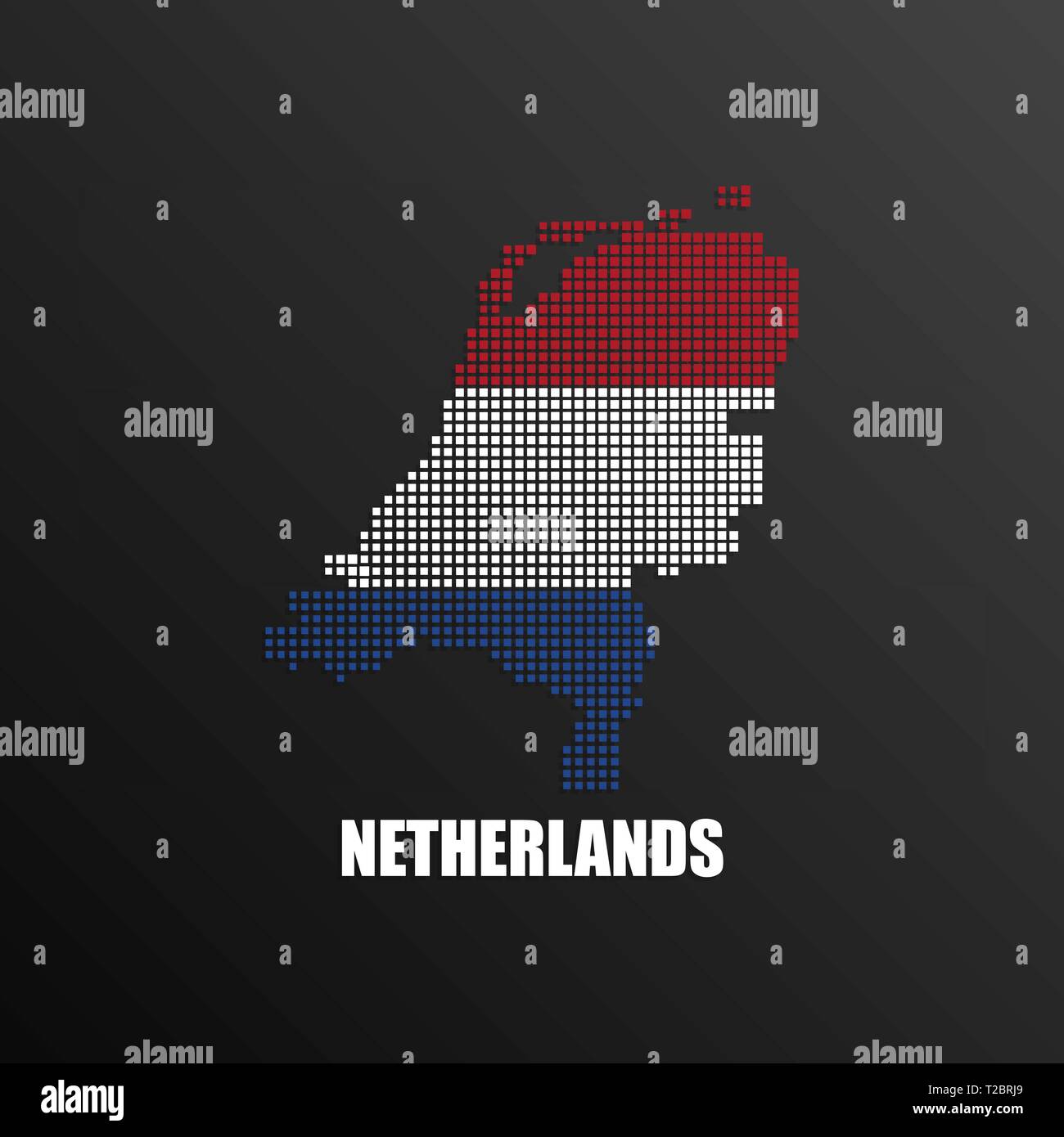 Vector illustration of abstract halftone map of the Netherlands made of ...