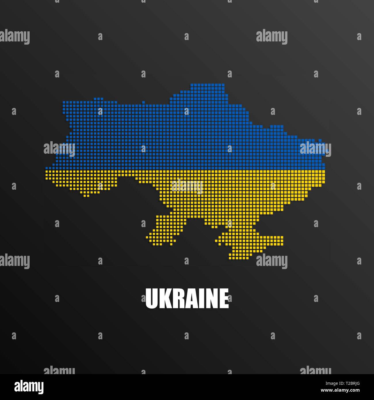 Vector illustration of abstract halftone map of Ukraine made of square ...