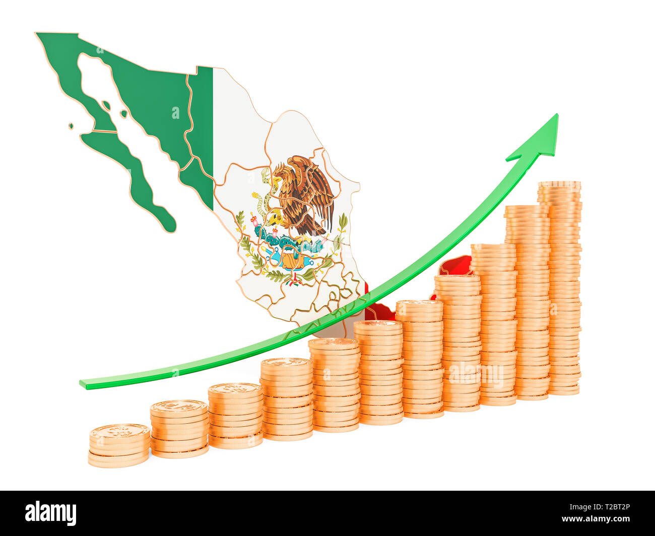 Economic growth in Mexico concept, 3D rendering isolated on white ...