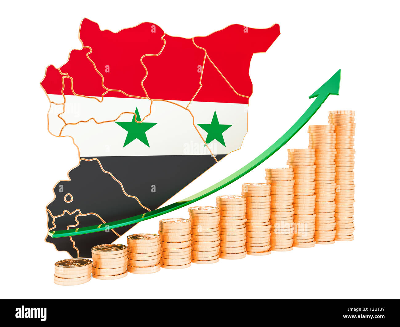 Economic growth in Syria concept, 3D rendering isolated on white ...