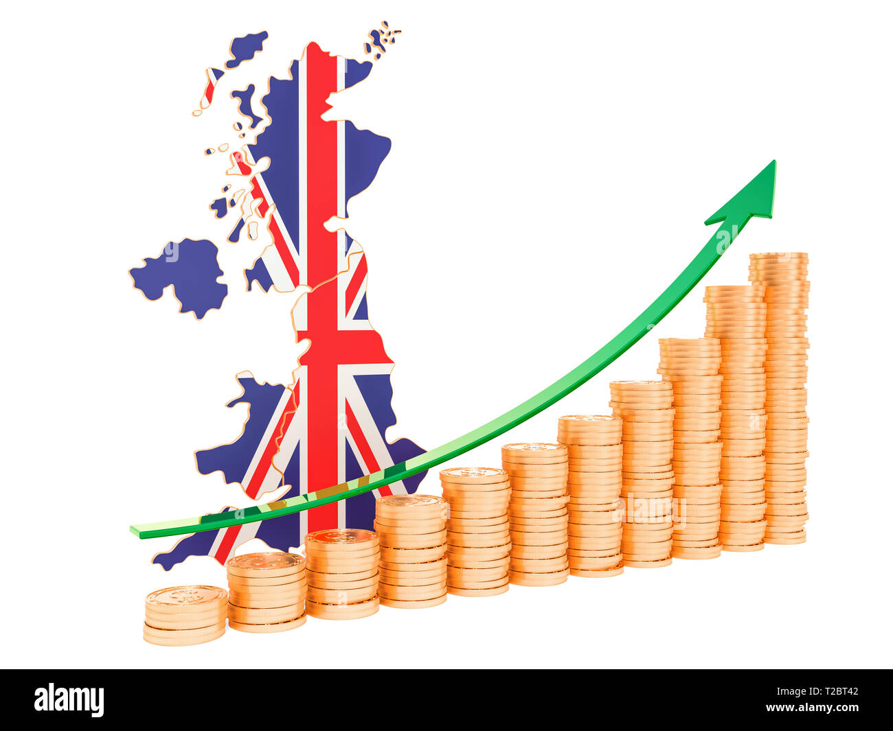 Economic growth in the United Kingdom concept, 3D rendering isolated on ...
