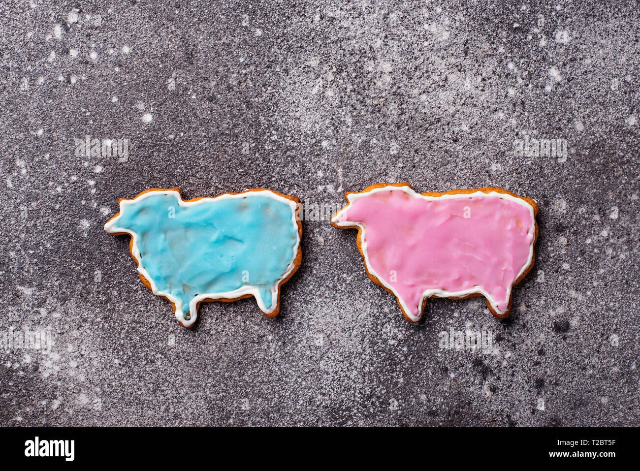 Easter homemade gingerbread cookie in shape of bunny and sheep Stock ...