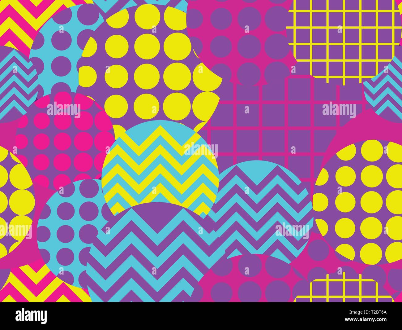 Seamless pattern with circles 1980s style. Retrowave. Geometric ...
