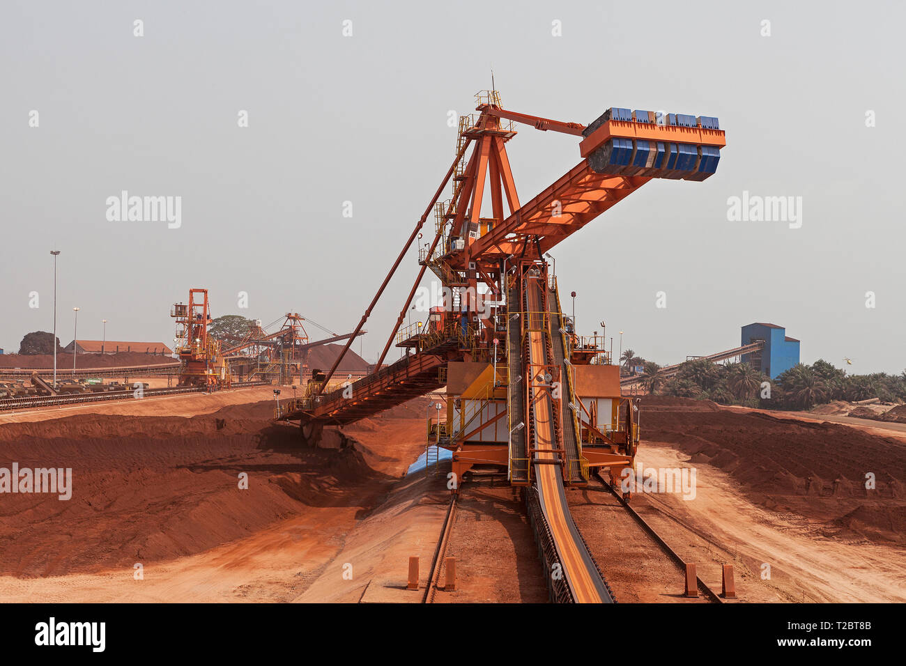 Port operations for managing and transporting iron ore. Rear of bucket ...