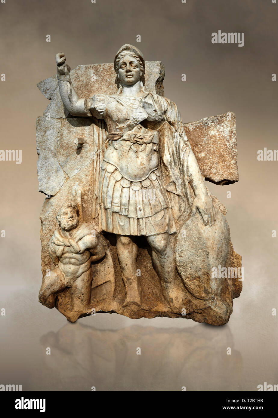 Roman Sebasteion relief sculpture of Roma armed, Aphrodisias Museum ...