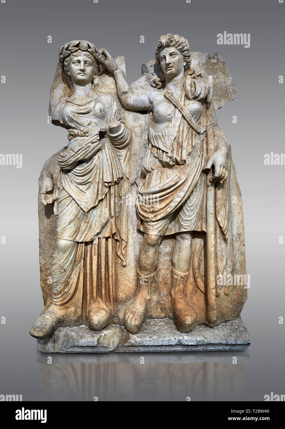 Roman Sebasteion relief sculpture of Aphrodite crowned by Andreia ...