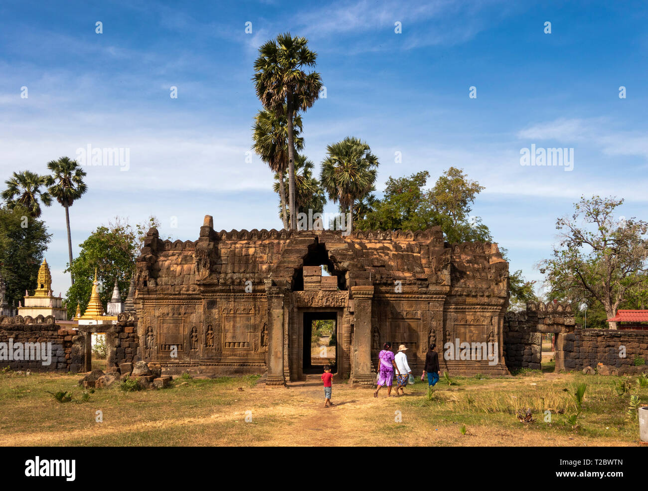 Cambodia, Kampong (Kompong) Cham, Banteay Prei Nokor, ancient stone ...