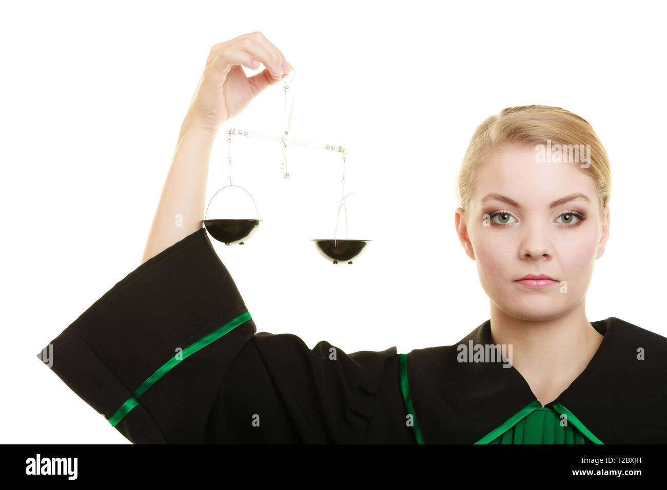 Law court concept. Woman lawyer attorney wearing classic polish black ...