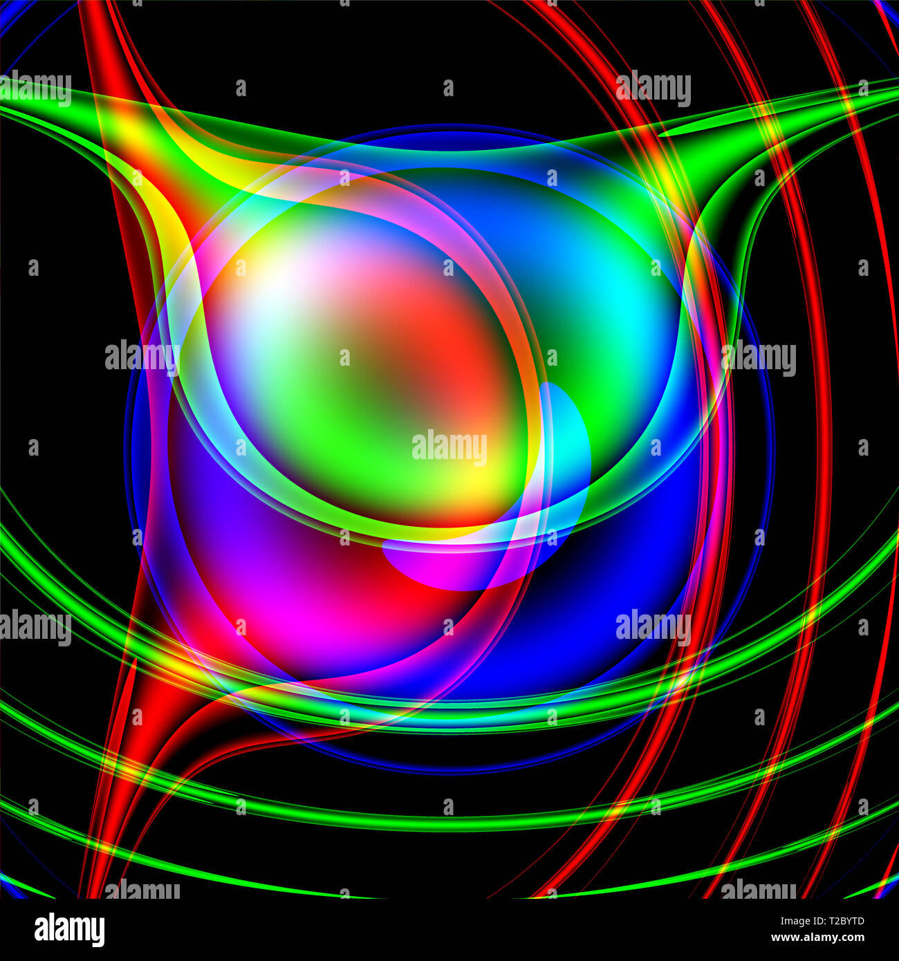 Computer drawing with different colors and shapes forming amorph ...