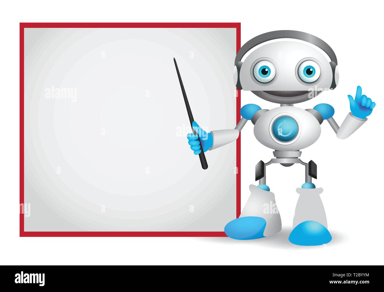 Robot character vector illustration with friendly gesture teaching or ...