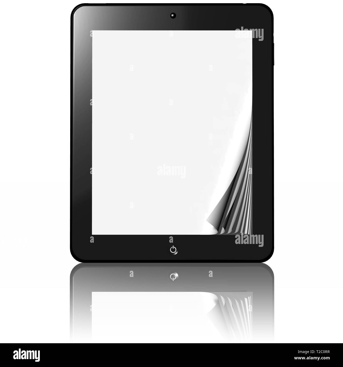 3D illustration. Tablet with blank pages inside for text input Stock ...