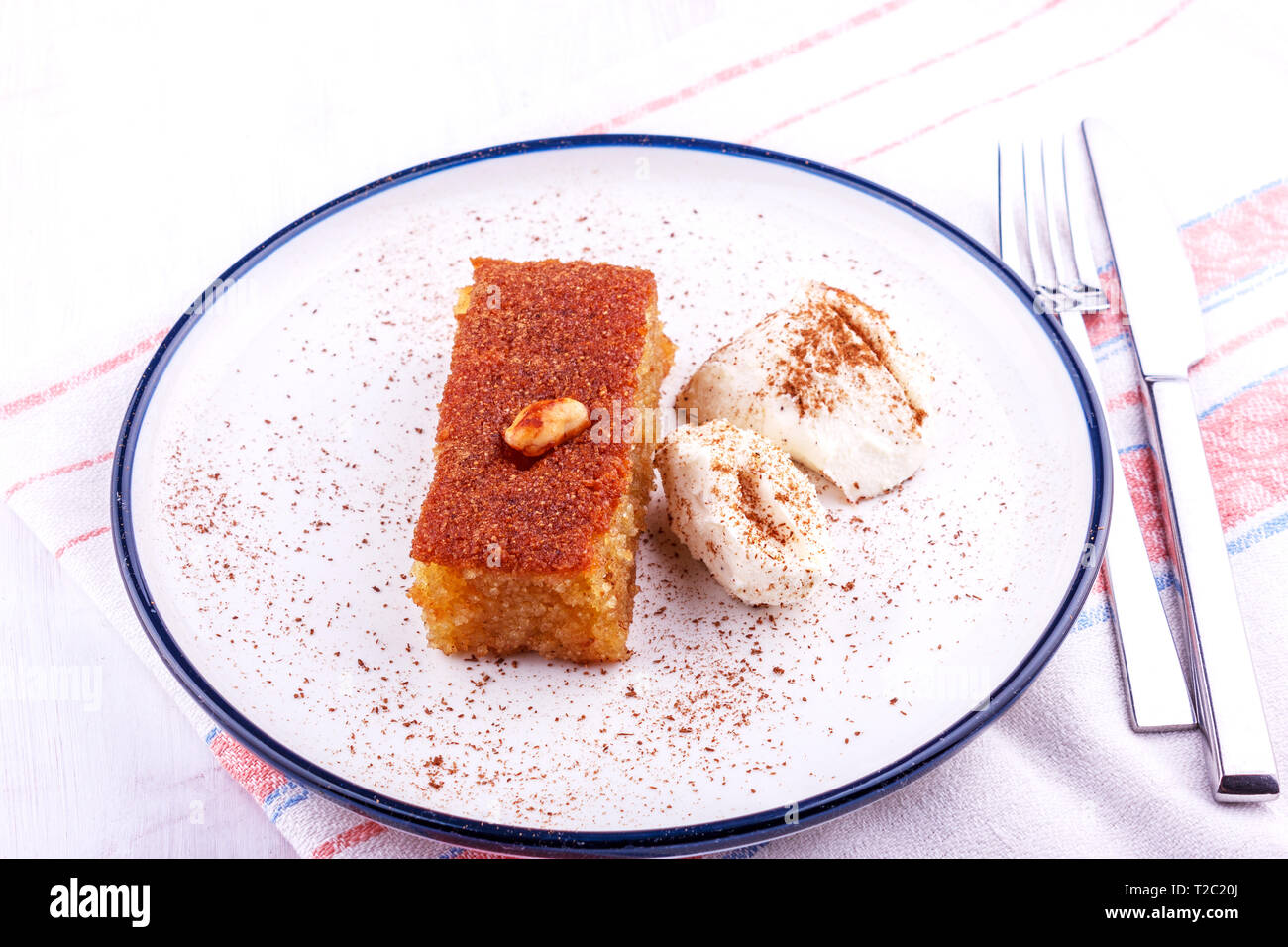 Traditional Turkish dessert - sambali, sambaba or damascus with cream ...