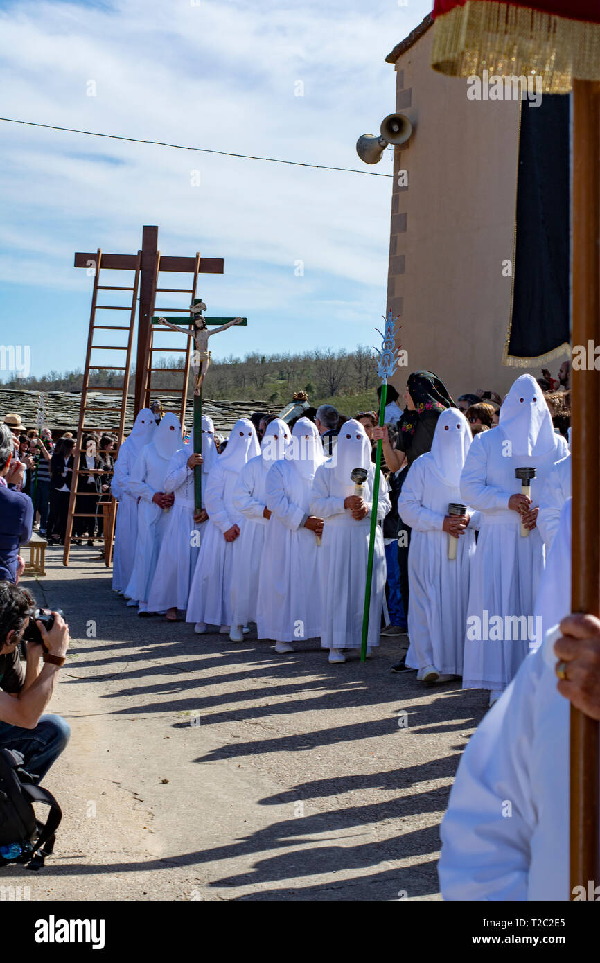Bercianos de Aliste, Zamora, Spain; April 2017: Procession of the Holy ...