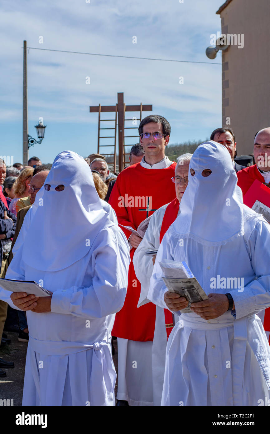 Bercianos de Aliste, Zamora, Spain; April 2017: Procession of the Holy ...