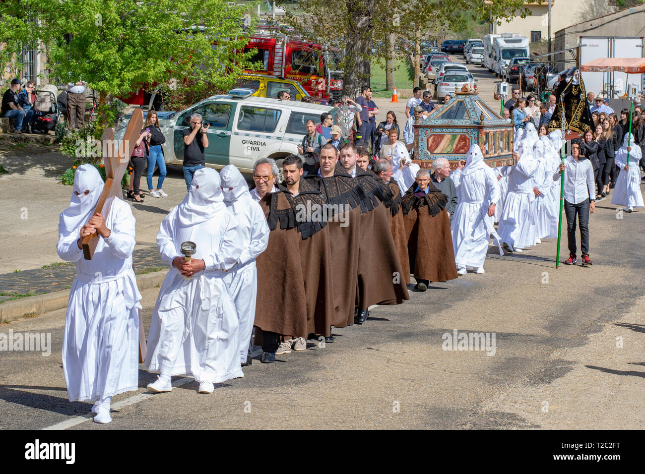 Bercianos de Aliste, Zamora, Spain; April 2017: Procession of the Holy ...