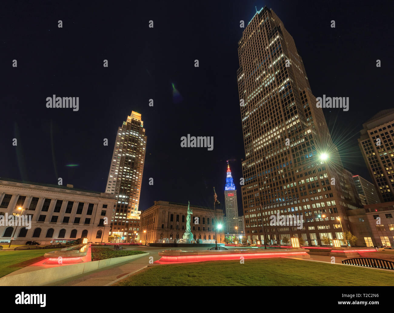 Night view of Cleveland Downtown Stock Photo - Alamy
