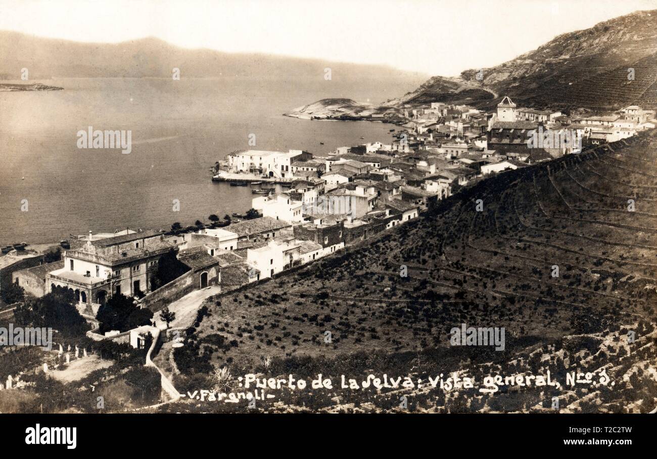 Tarjeta postal, vista general del Port de la Selva (Girona). Fotografía ...