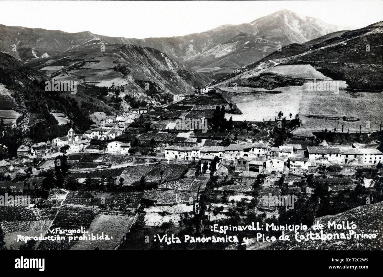 Tarjeta postal, vista general de Espinavell, municipio de Molló (Girona ...