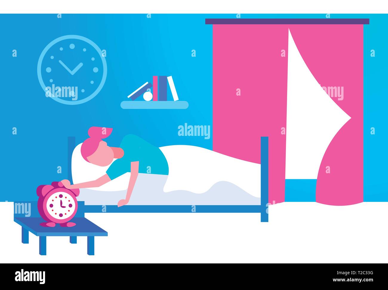 Turning Off Alarm Clock Cartoon