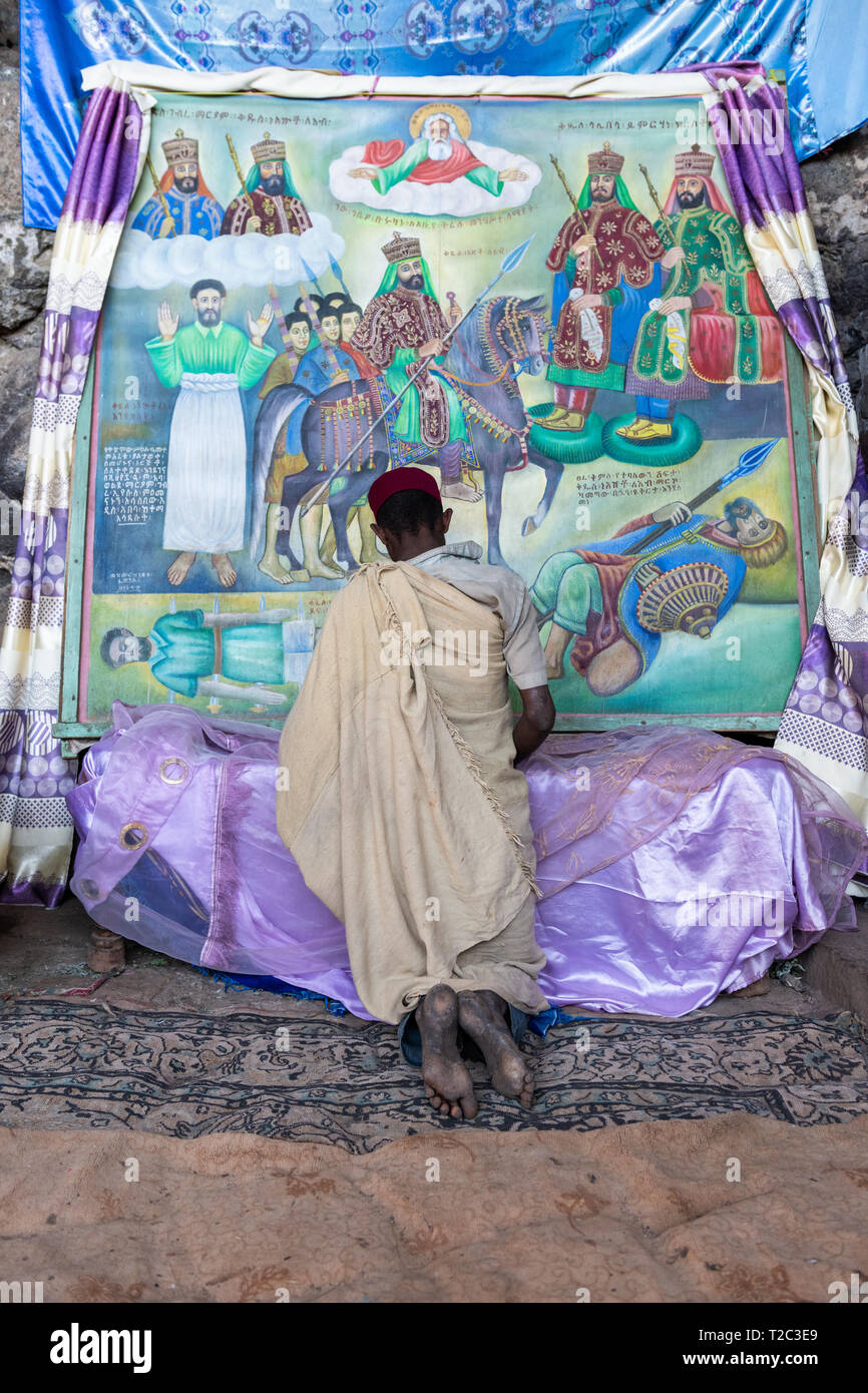 Priest in cave churchLalibela Ethiopia Stock Photo - Alamy