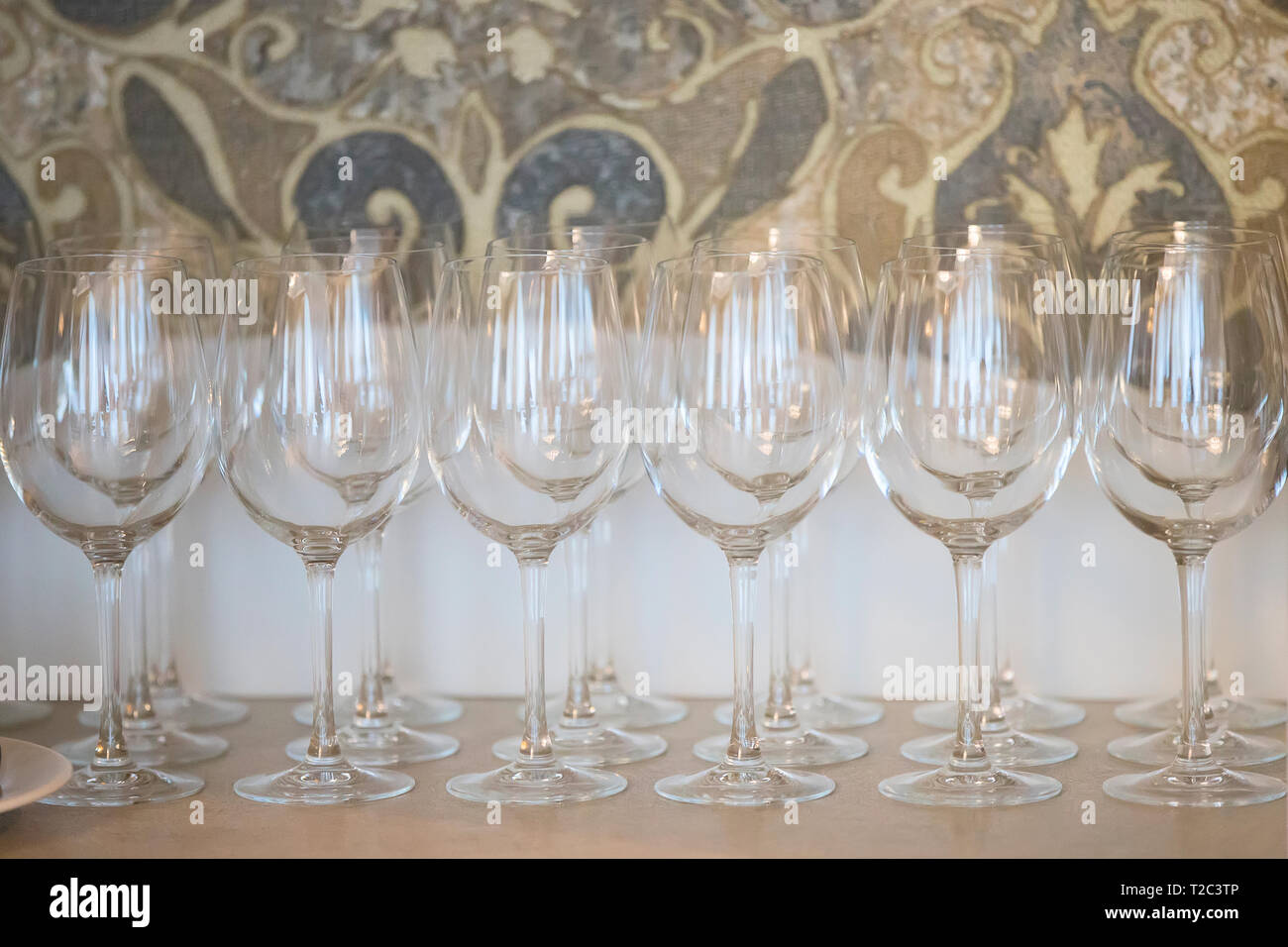 Glasses for a buffet table Stock Photo - Alamy
