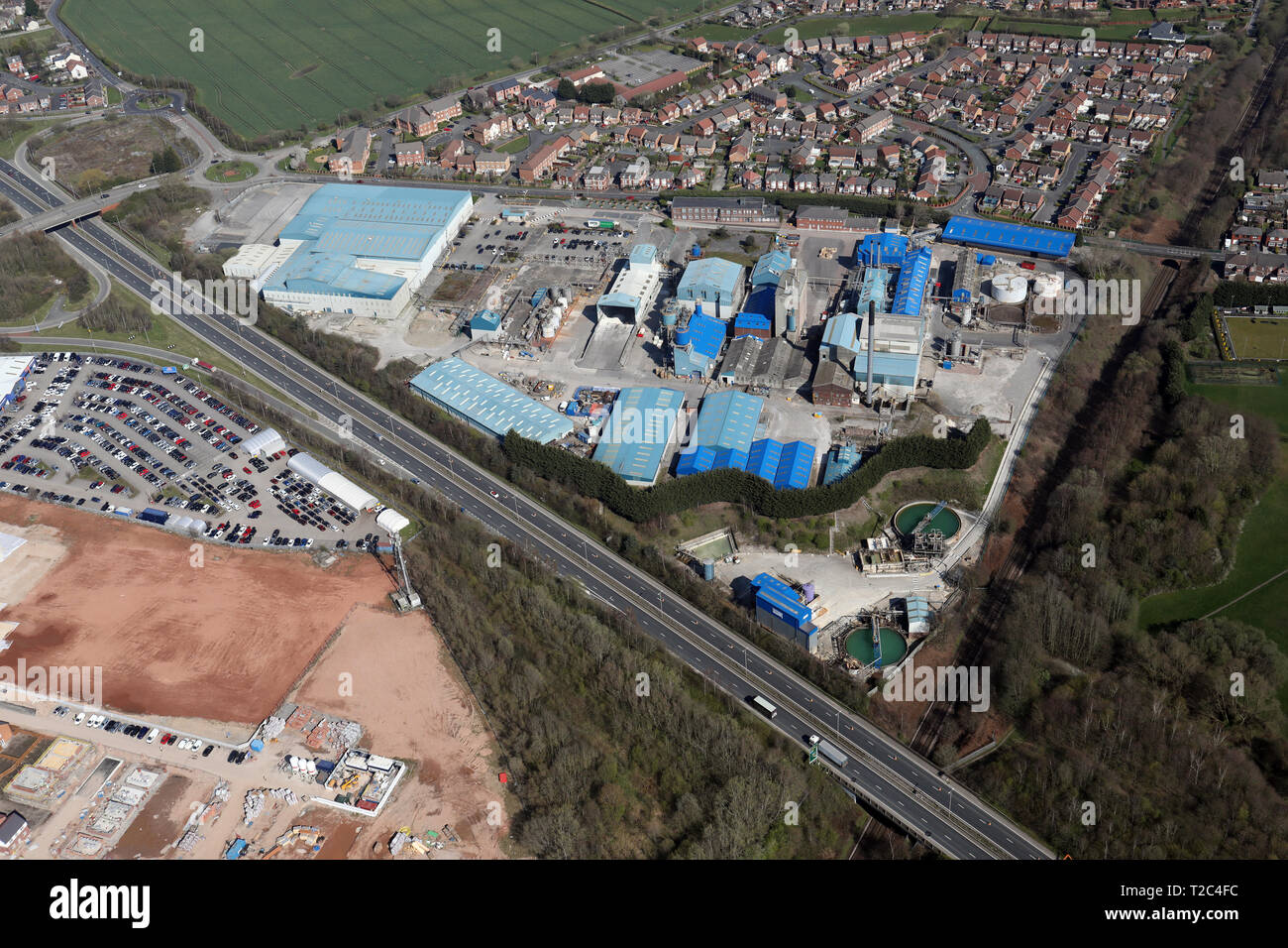 aerial view of the BYK Additives Ltd manufacturing plant at Widnes ...