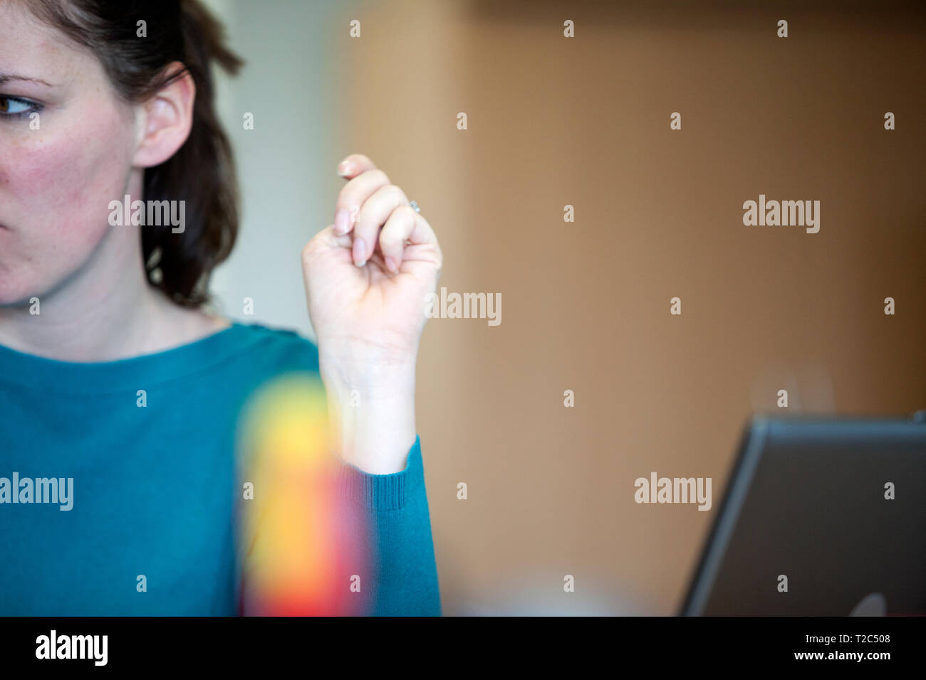 Making a point using hands during office meeting Stock Photo - Alamy
