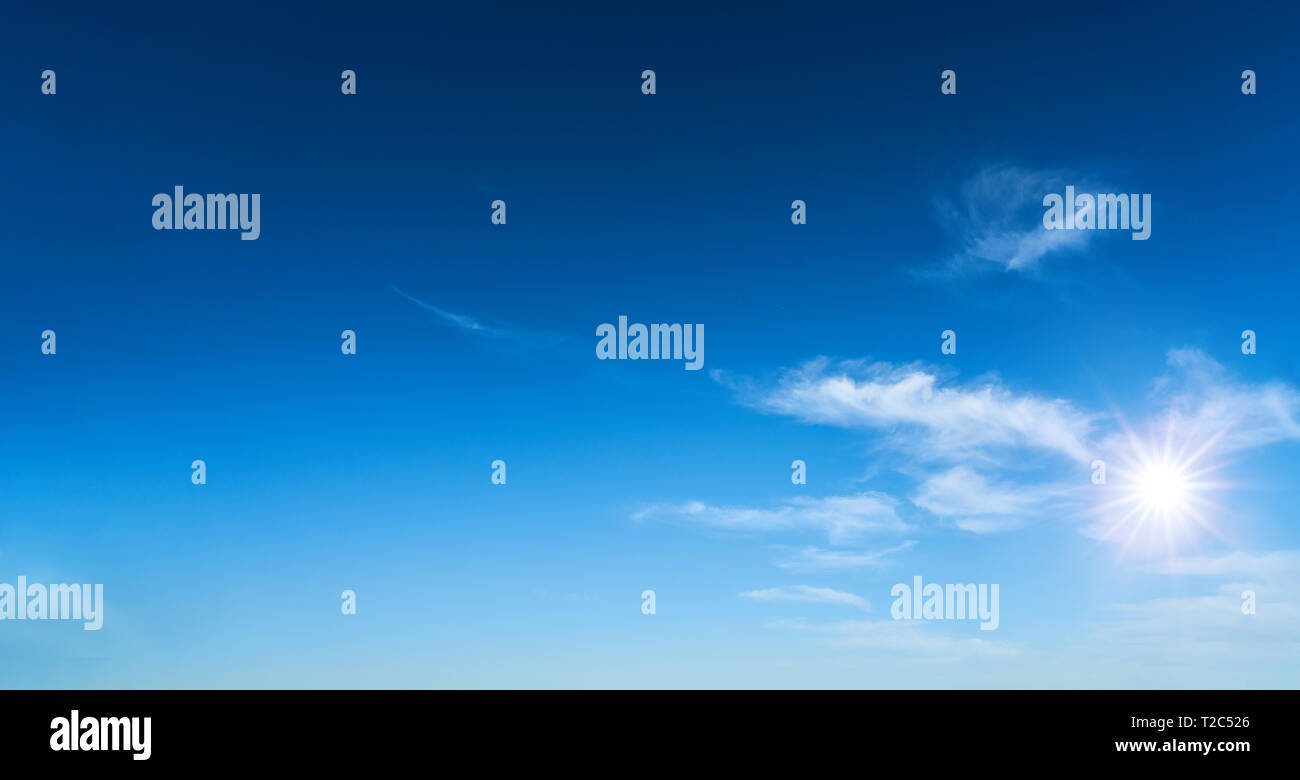Blue sky with white clouds on the day as a panorama header Stock Photo ...