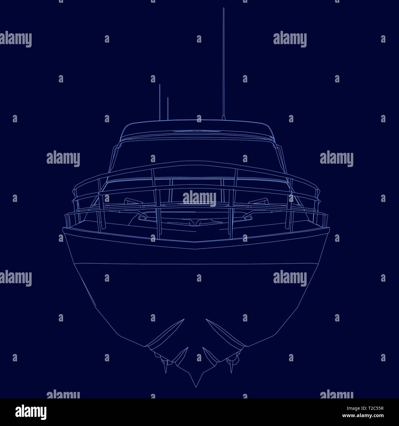 Sport fishing boat front view Stock Vector Images - Alamy