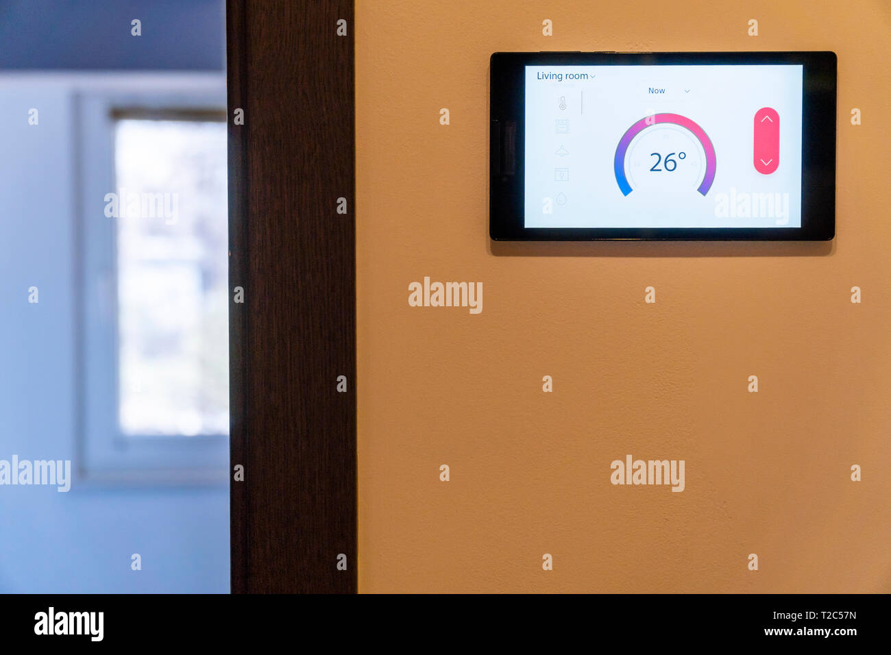 Smart home temperature control concept. Device with software ...