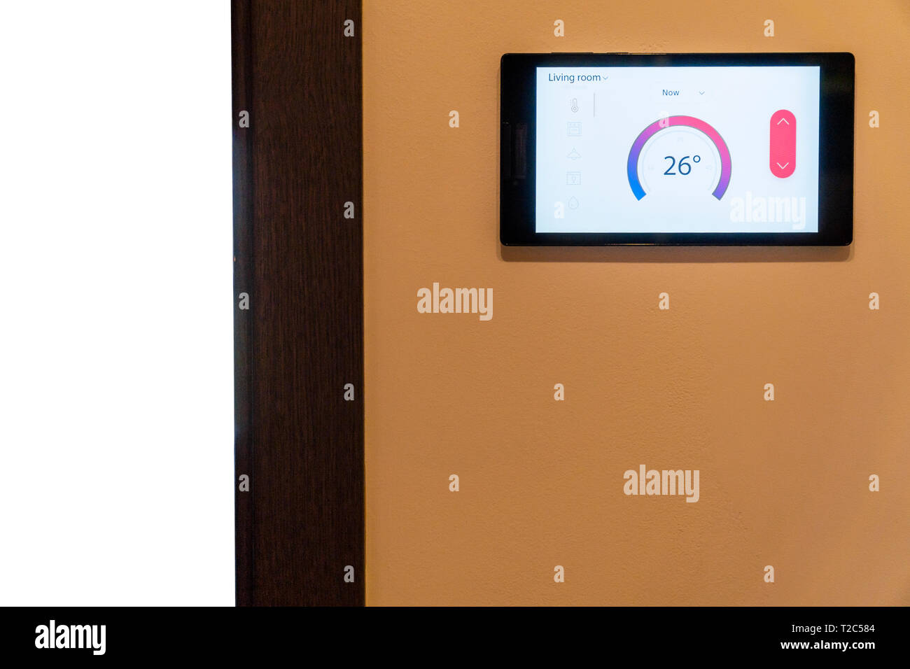 Smart home temperature control concept. Device with software ...