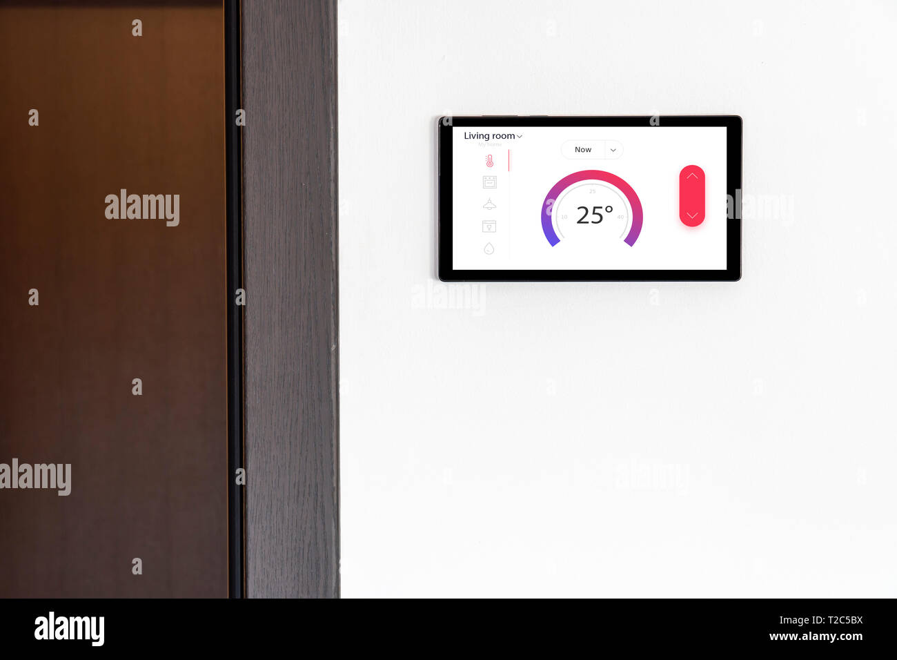 Smart home temperature control concept. Device with software ...