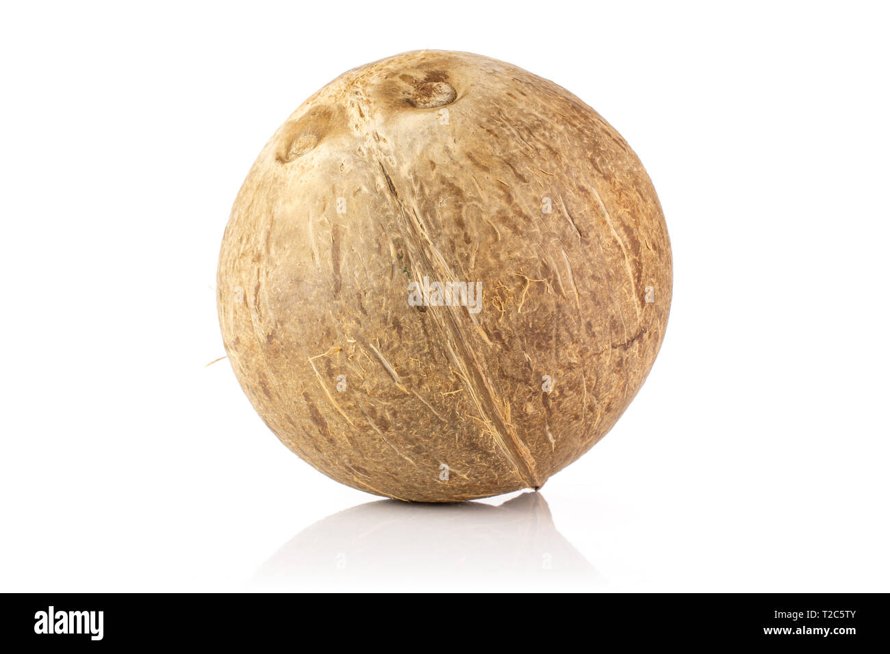 One whole young fresh bio coconut isolated on white background Stock ...