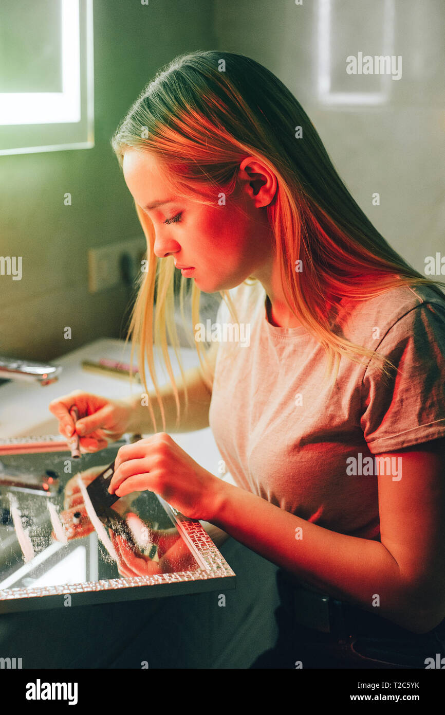 Drugs kill you. Choose life not drugs. Side view of young drug addict ...