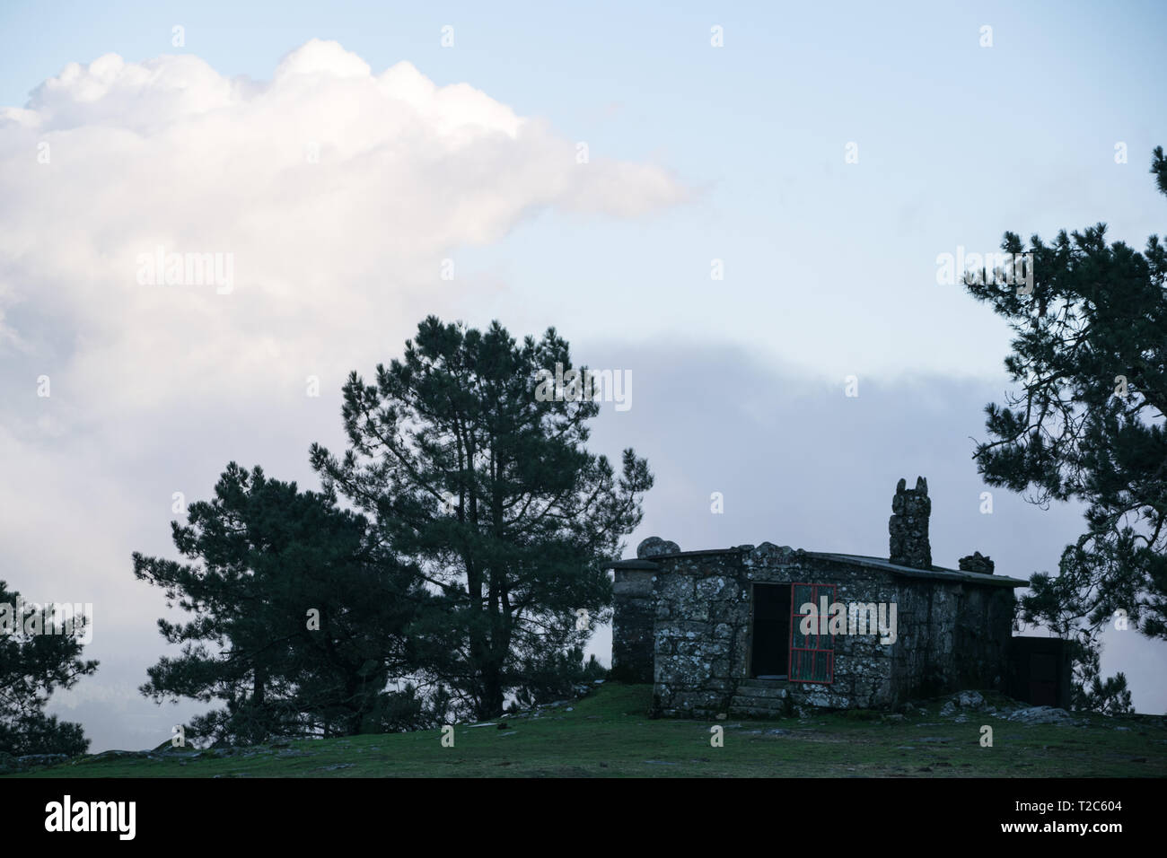 old hunter stone hut in the mountain Stock Photo - Alamy