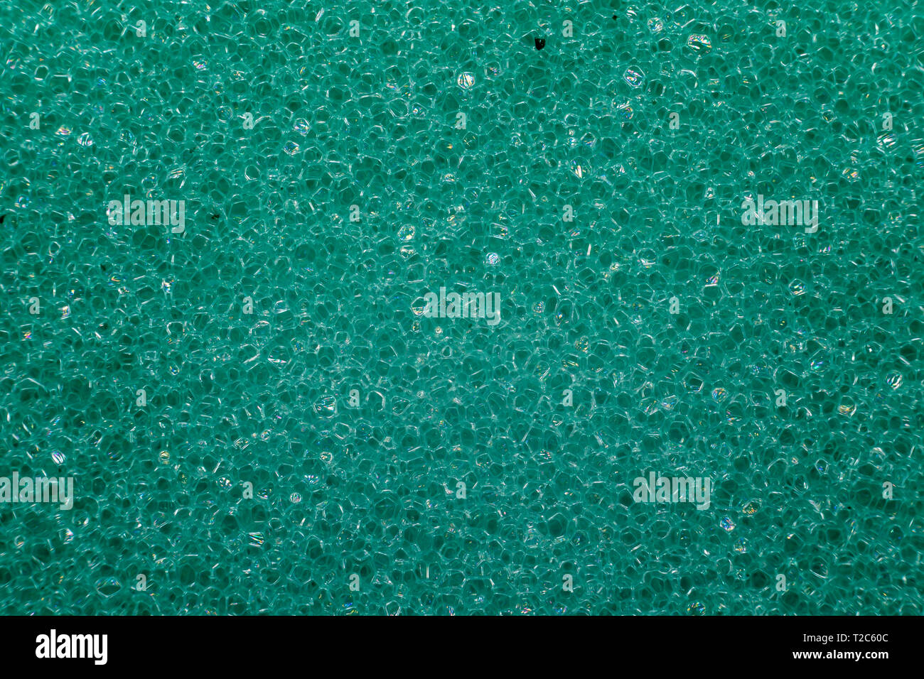 Extreme macro shot of a green dish wash sponge showing the structure of ...