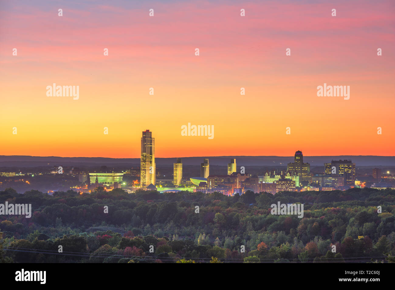 Albany, New York, USA downtown city skyline at dusk Stock Photo - Alamy