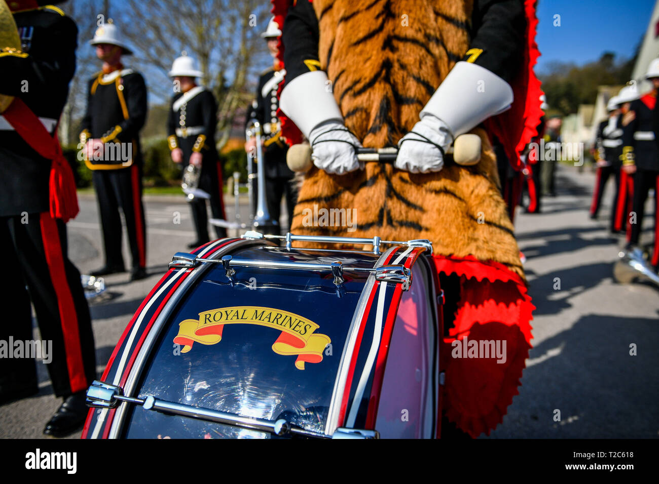 The band of Her Majesty's Royal Marines before performing at a 40 ...