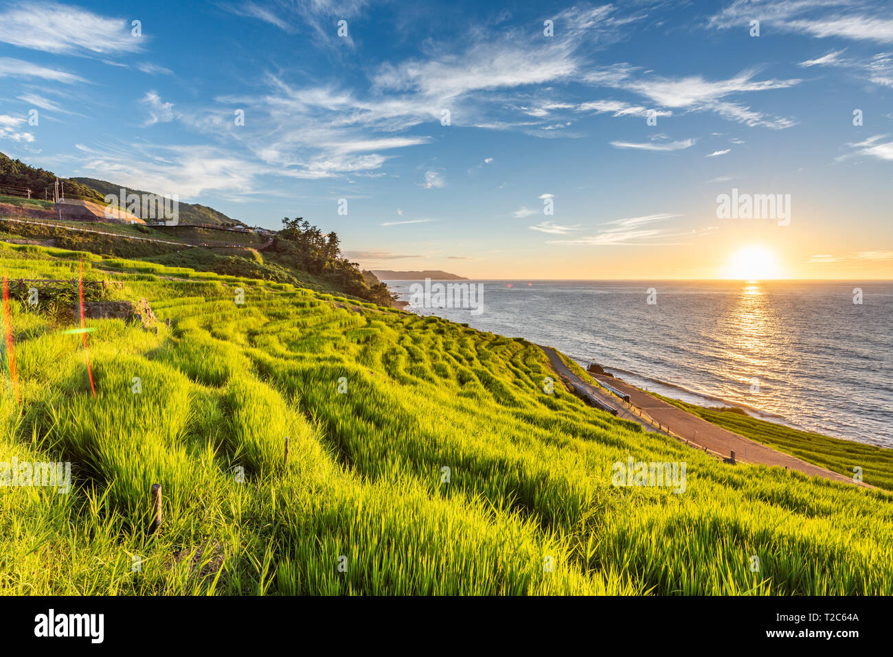 Beautiful Sunset View of Senmaida Rice paddy terrace Wajima Ishikawa ...