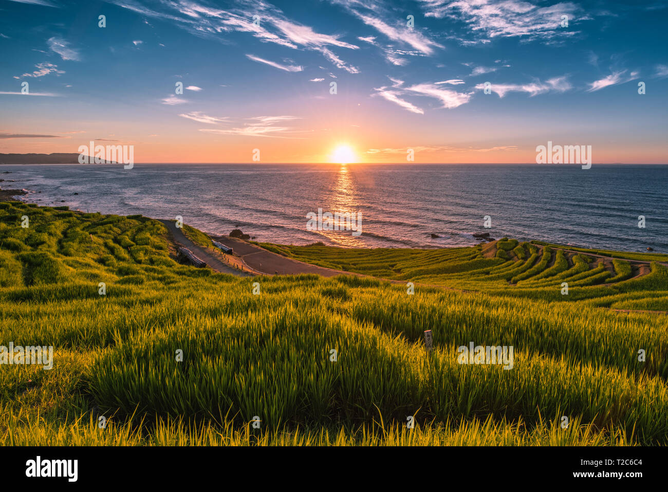 Beautiful Sunset View of Senmaida Rice paddy terrace Wajima Ishikawa ...