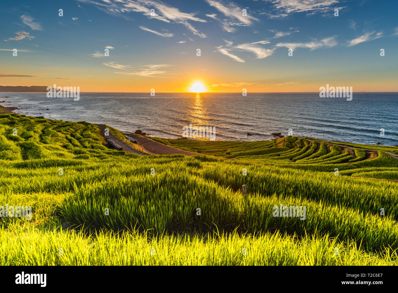 Beautiful Sunset View of Senmaida Rice paddy terrace Wajima Ishikawa ...