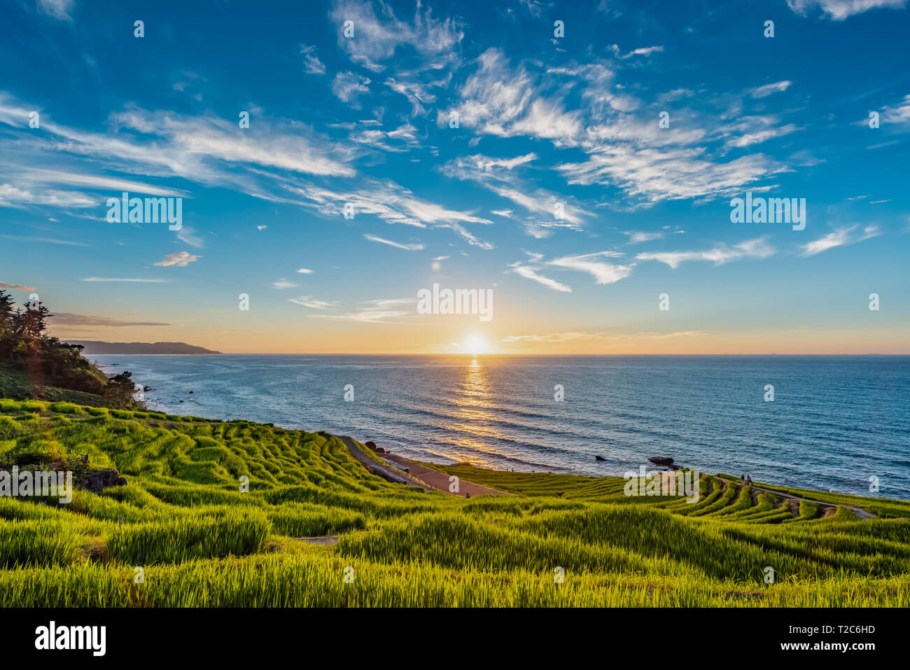 Beautiful Sunset View of Senmaida Rice paddy terrace Wajima Ishikawa ...