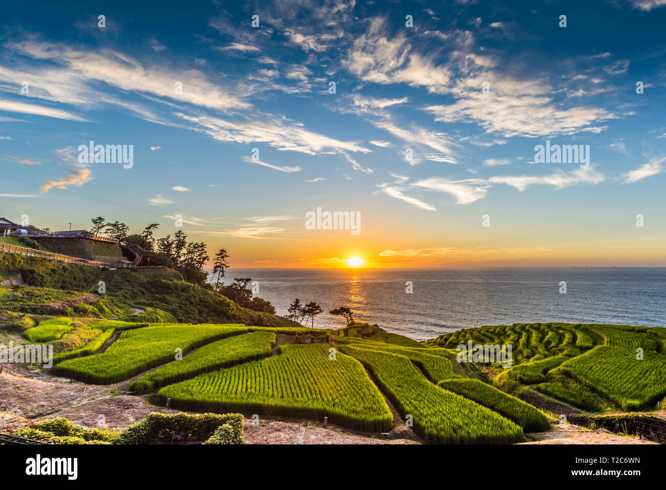 Beautiful Sunset View of Senmaida Rice paddy terrace Wajima Ishikawa ...