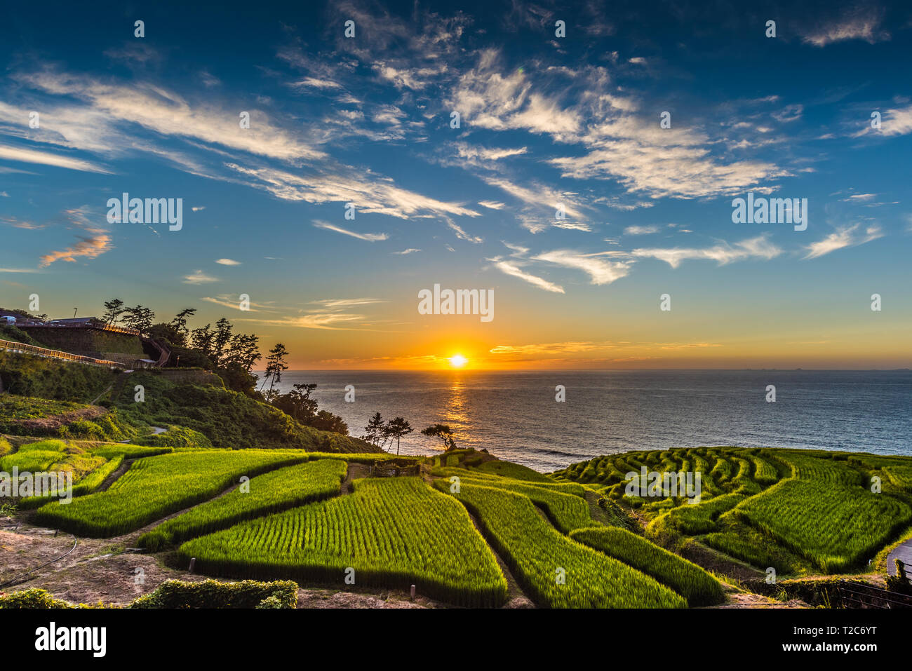 Beautiful Sunset View of Senmaida Rice paddy terrace Wajima Ishikawa ...