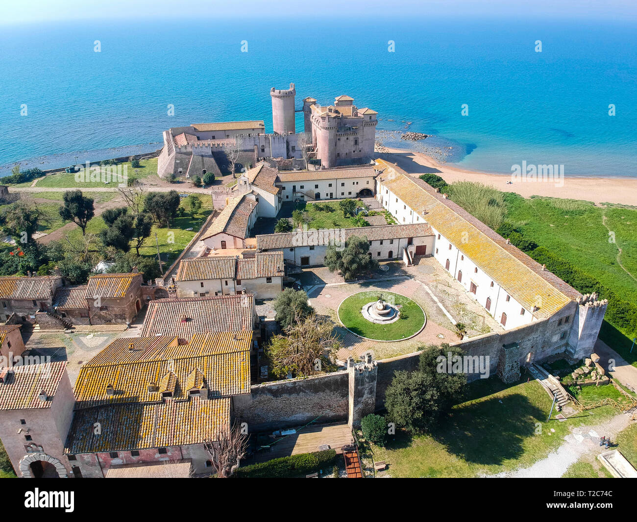 Aerial view of Castle of Santa Severa, north of Rome, italy Stock Photo ...