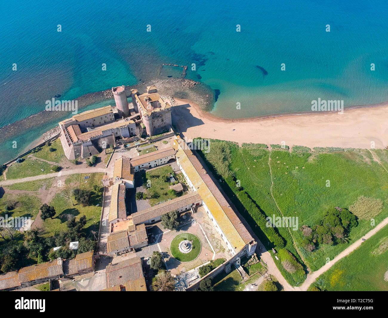 Aerial view of Castle of Santa Severa, north of Rome, italy Stock Photo ...