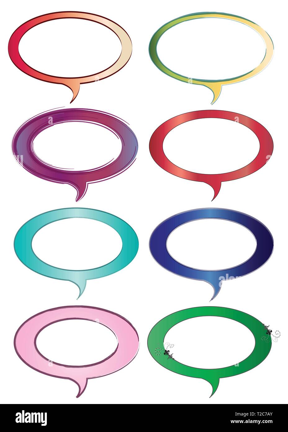 set of eight dialogue boxes vector - speech bubbles in multiple colors ...