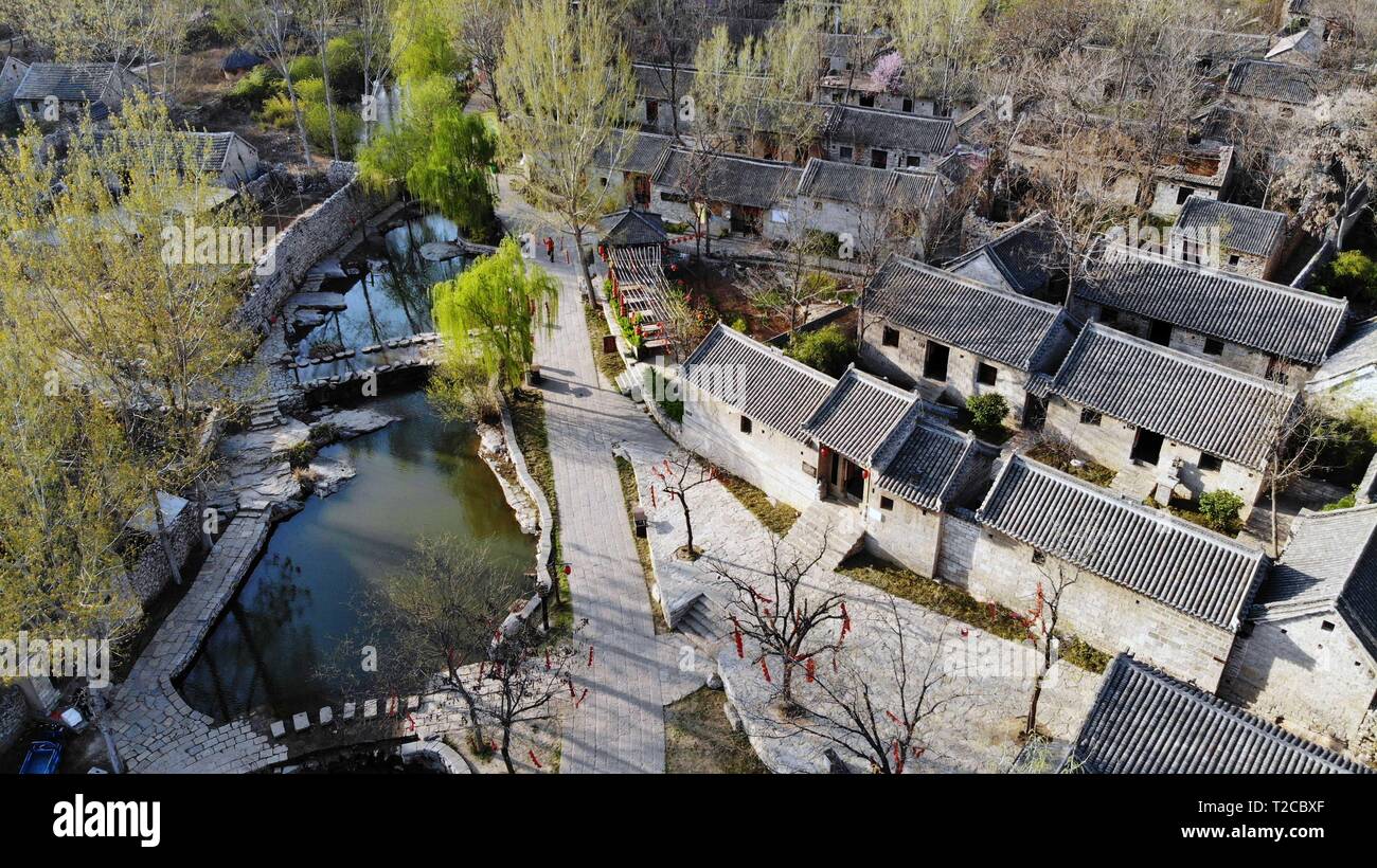 Zoucheng. 31st Mar, 2019. Aerial photo taken on March 31, 2019 shows a ...