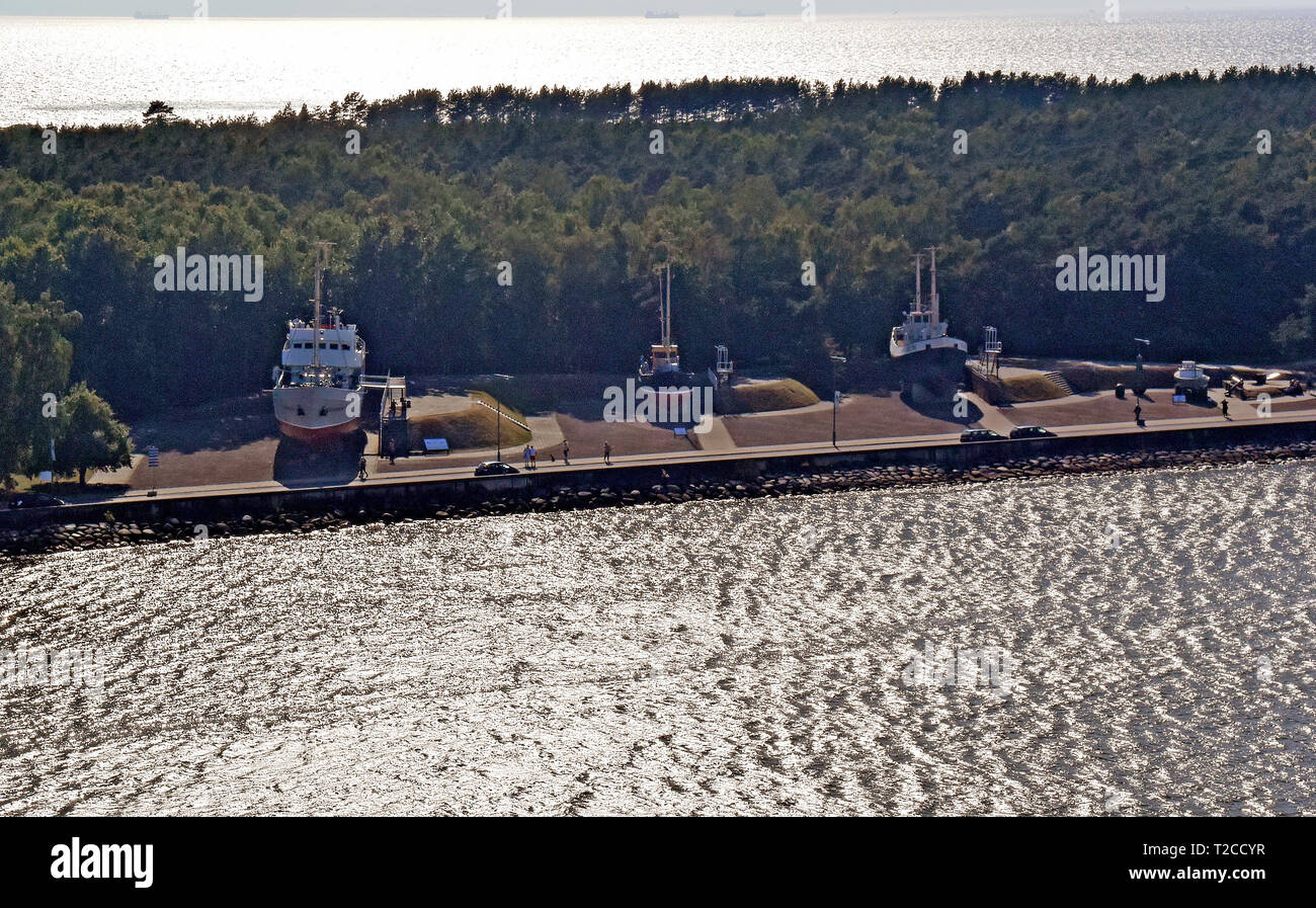 07 July 2018, Lithuania, Klaipeda: Exhibited historical ships on the ...
